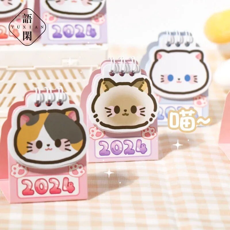 Mini Foldable Cat Calendar – 2024 – Kukoo Kawaii